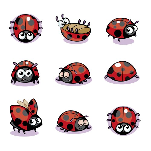 Cartoon ladybug funny cute red beetle Royalty Free Vector