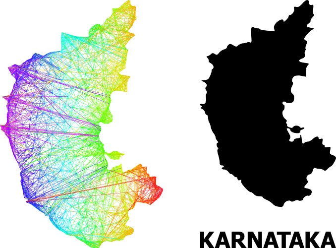 Flat map karnataka state with name Royalty Free Vector Image
