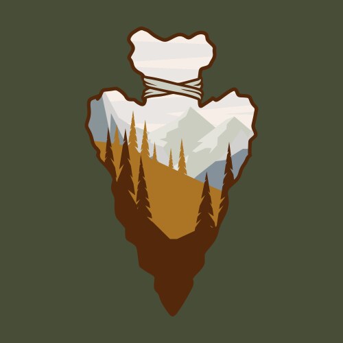 Arrowhead with mountain landscape design element Vector Image