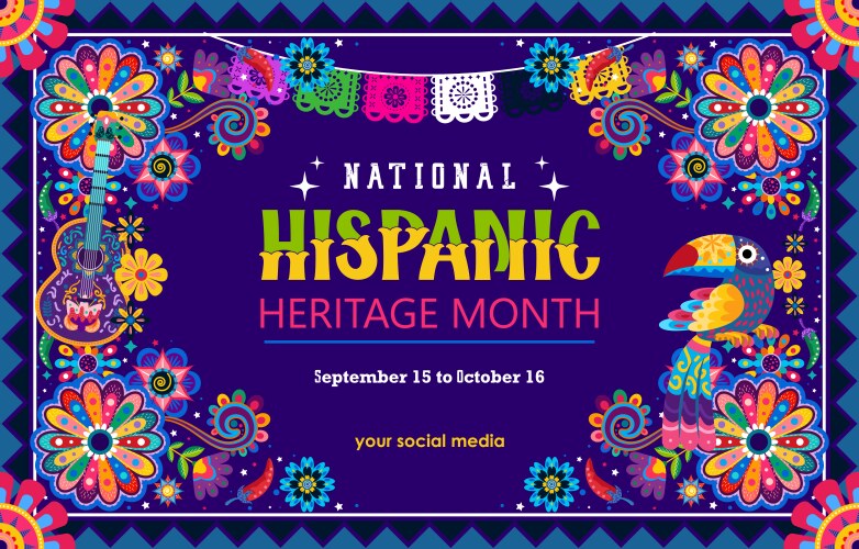 Hispanic heritage banner with papel picado Vector Image