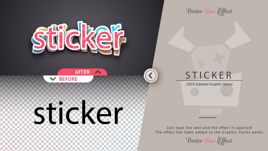 Paper stickers text effect graphic style mockup Vector Image