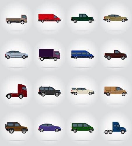 15 cars icon set transportation Royalty Free Vector Image