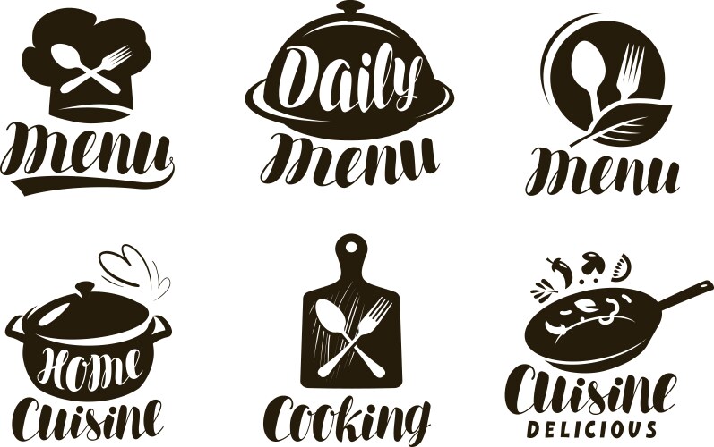 Restaurant logo or label emblems for menu design Vector Image