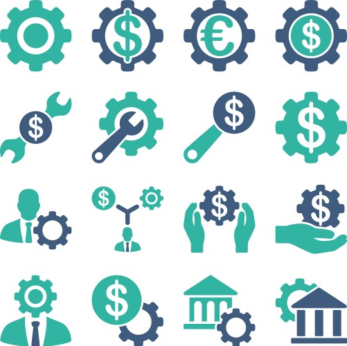 Financial tools and options icon set Royalty Free Vector