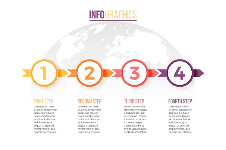 Timeline with 4 circles steps number options Vector Image