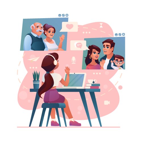 Video call cartoon happy woman character making Vector Image