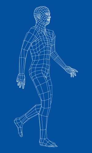 Wireframe walking man Royalty Free Vector Image