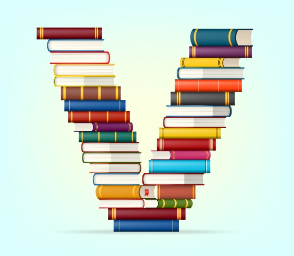 Alphabet from stacks of multi colored books Vector Image