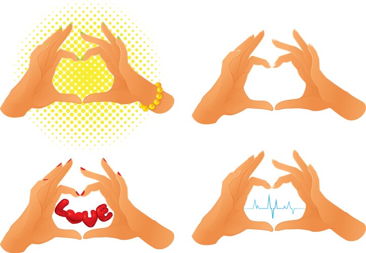 Teamwork hands print heart shape logo Royalty Free Vector