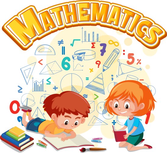 Students character on math logo Royalty Free Vector Image