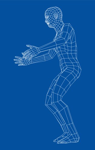 Wireframe boxing man Royalty Free Vector Image