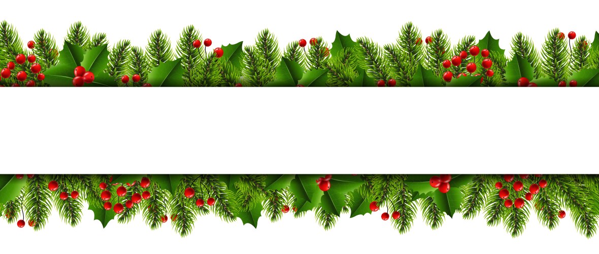 Border with holly berry transparent background Vector Image