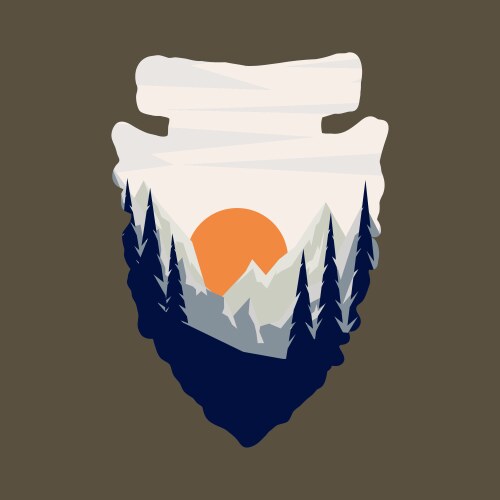 Arrowhead with mountain landscape design element Vector Image