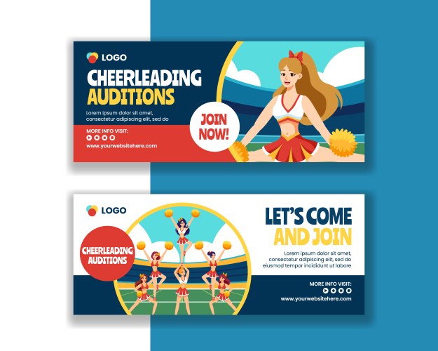Cheerleading label flat cartoon hand drawn Vector Image