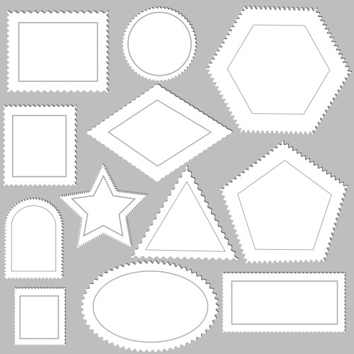 Vintage postage stamps different shapes set Vector Image