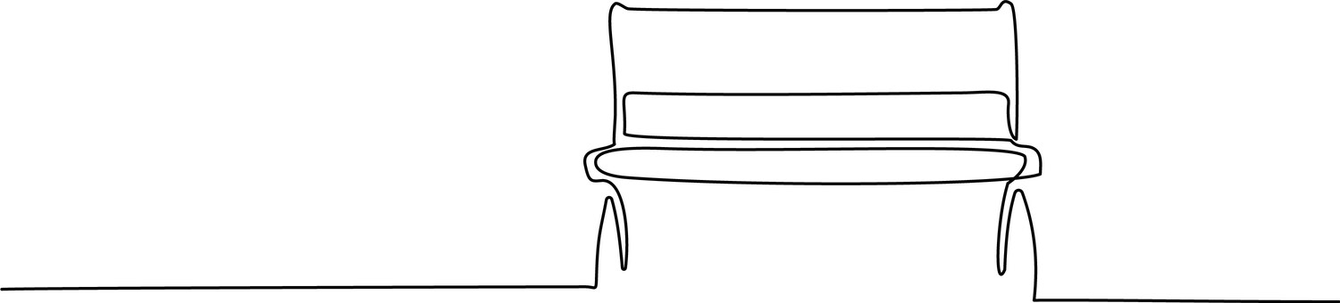 Bench in park near tree and lantern one line Vector Image