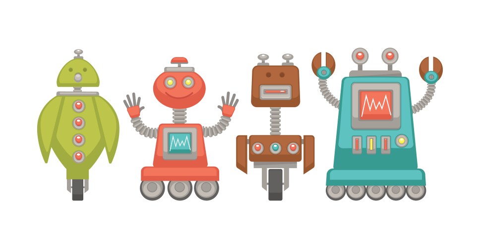 Service robots isolated cartoon Royalty Free Vector Image