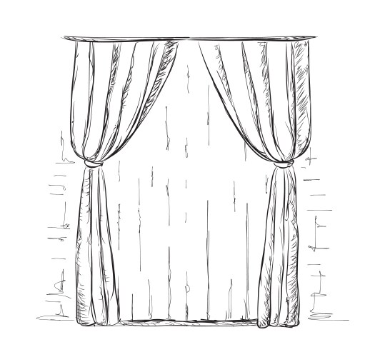 Curtains sketch hand drawn interior Royalty Free Vector