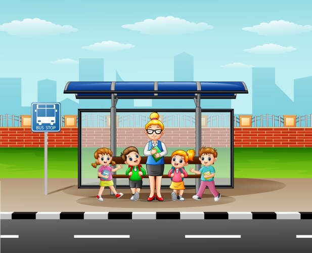 Cartoon boy holding a stop sign Royalty Free Vector Image