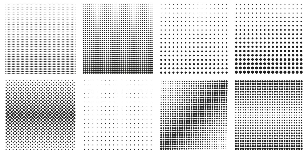Progressive halftone dot patterns in black Vector Image