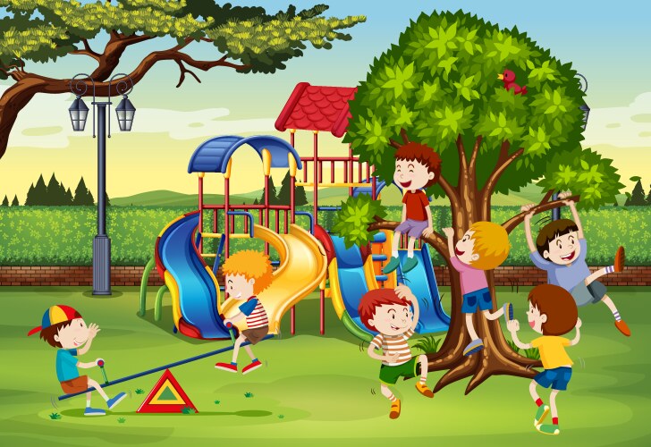 Children playing game in the park Royalty Free Vector Image