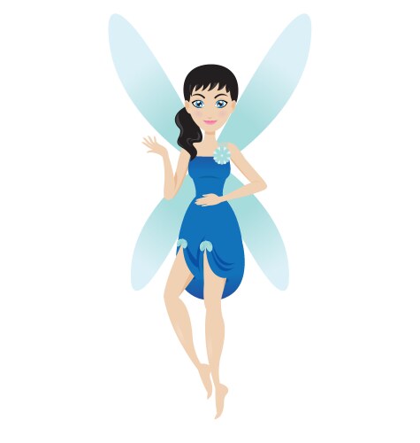 Cute fairy with blue wings Royalty Free Vector Image