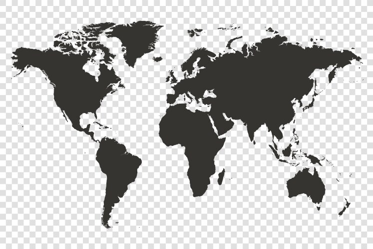 World map in robinson projection with meridians Vector Image