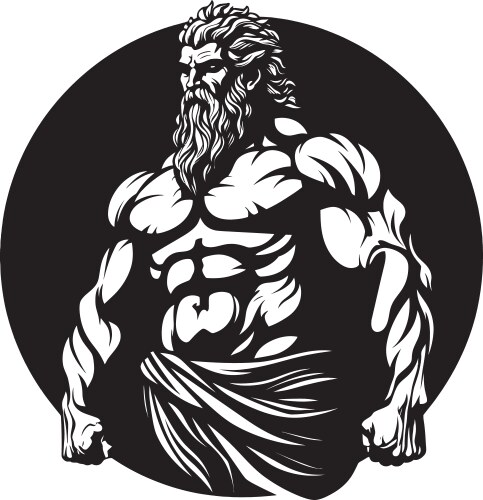 Zeus muscle forge god gyming emblem Royalty Free Vector