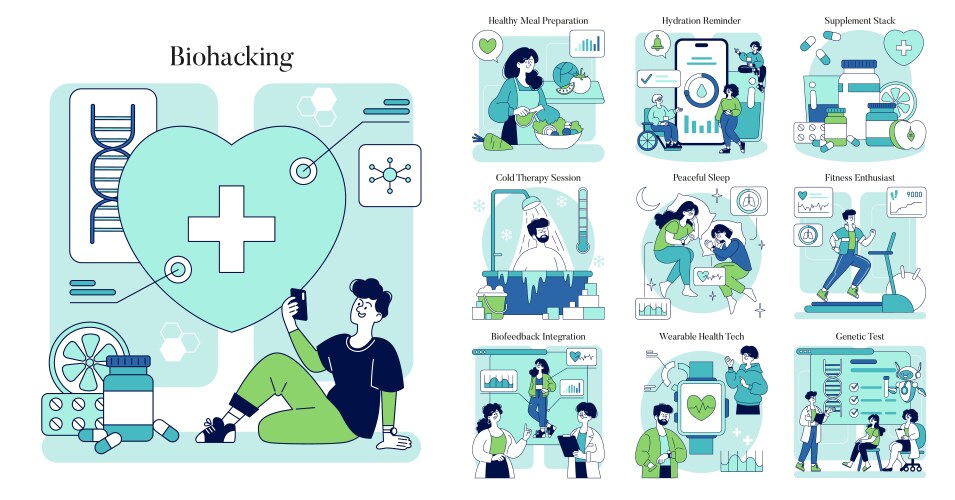 Biohacking flat Royalty Free Vector Image - VectorStock