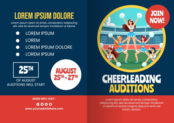 Cheerleading label flat cartoon hand drawn Vector Image