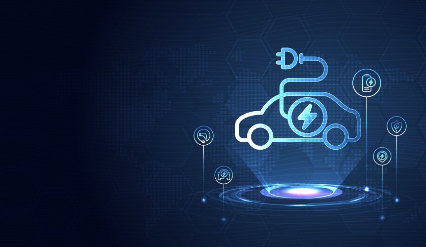 Electric car line with charging stations Vector Image