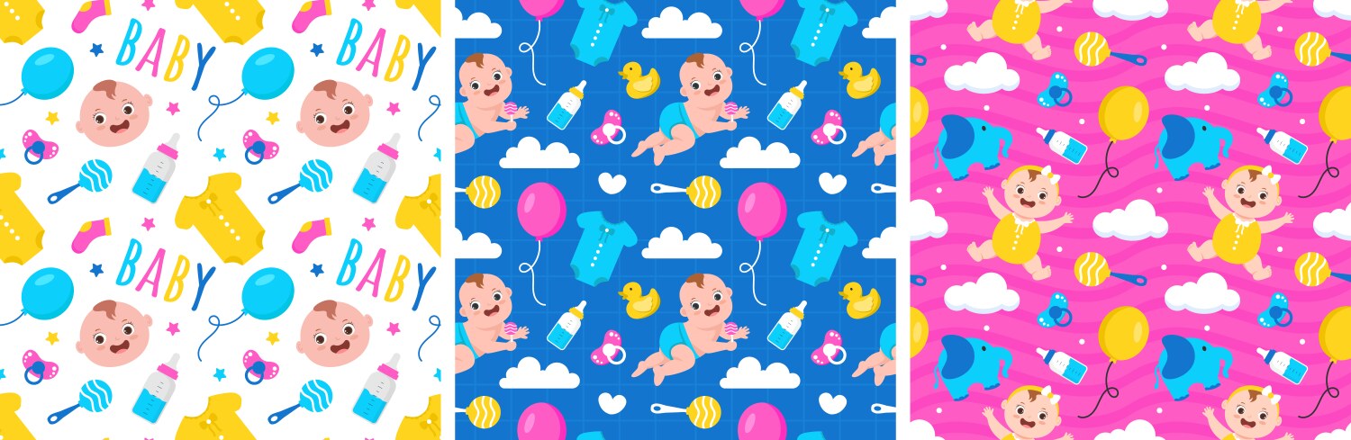 Baby seamless pattern design a set of simple Vector Image