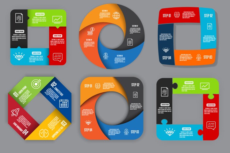 Round pie chart into 7 step concept startup Vector Image
