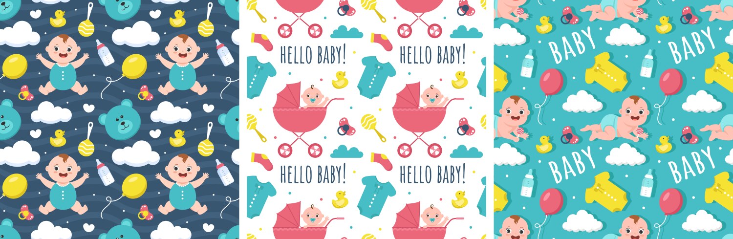 Baby seamless pattern design a set of simple Vector Image