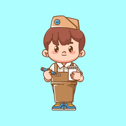 Cute waiter take note kawaii chibi character Vector Image
