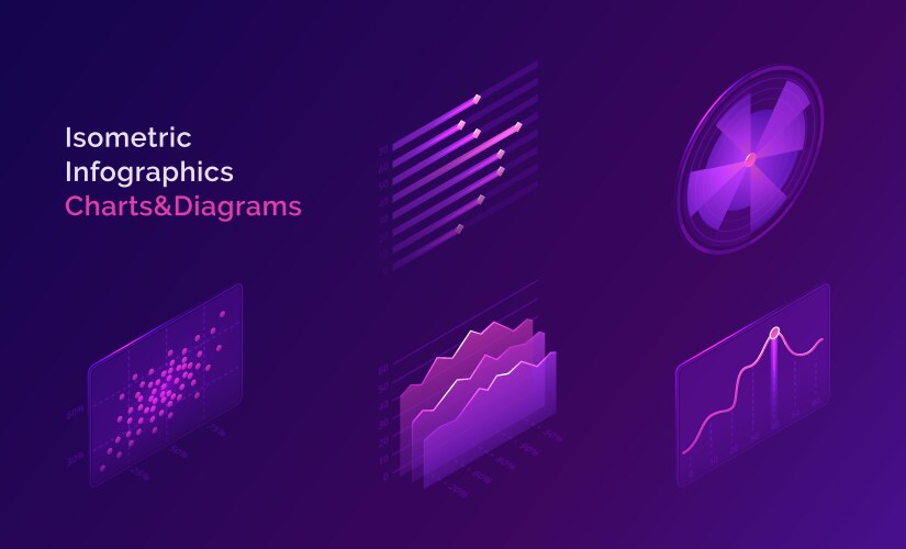 Isometric infographic charts and diagrams Vector Image