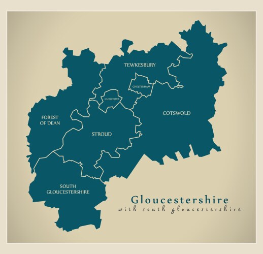 Modern map - gloucestershire county details uk Vector Image