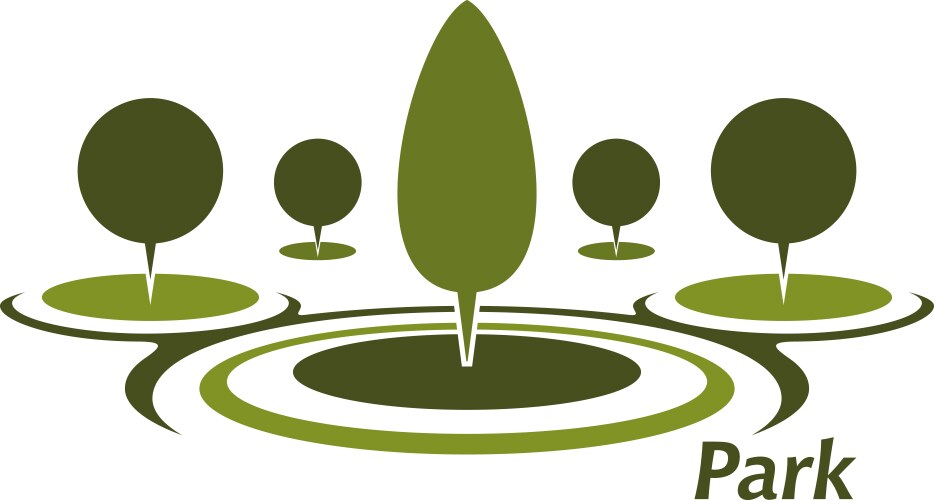 Green park alley with bushes abstract icon Vector Image