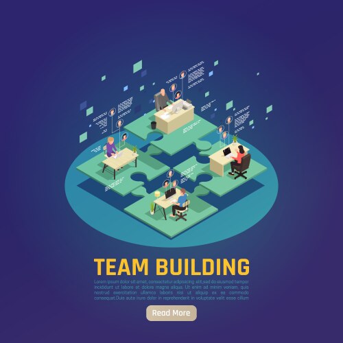Remote team building background Royalty Free Vector Image