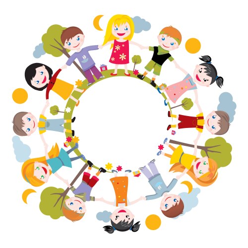 Kids dancing in circle holding hands cute Vector Image