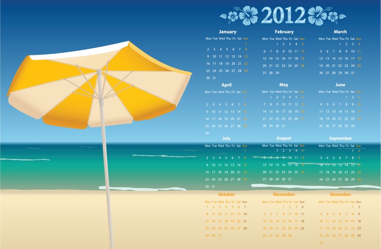 European calendar Royalty Free Vector Image - VectorStock