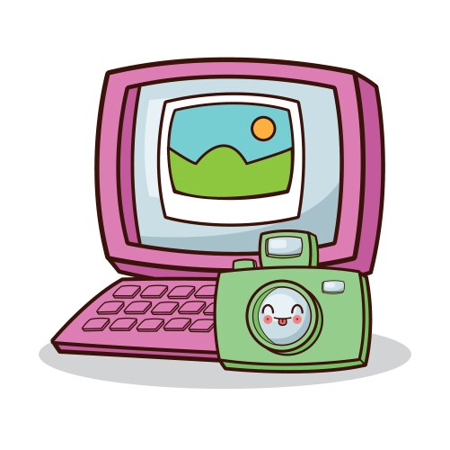 Isolated kawaii laptop design Royalty Free Vector Image