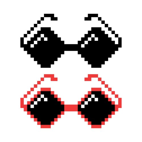 Pixel boss glasses icon set in 8 bit retro Vector Image