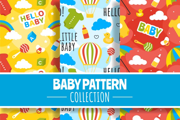 Baby seamless pattern design a set of simple Vector Image