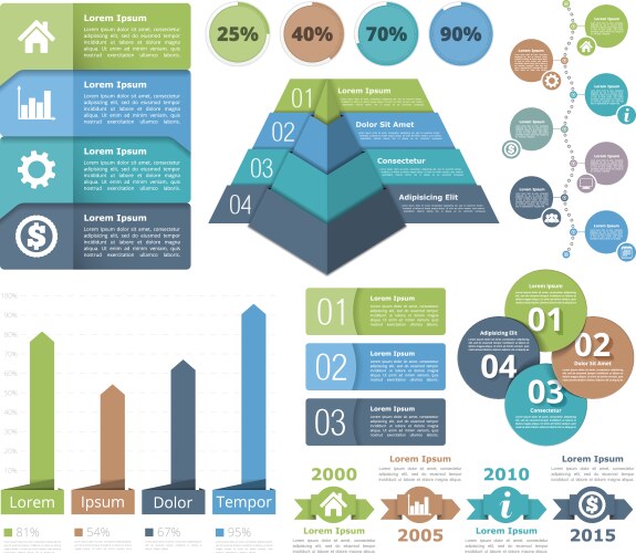 Flow chart with 5 rounded elements connected Vector Image
