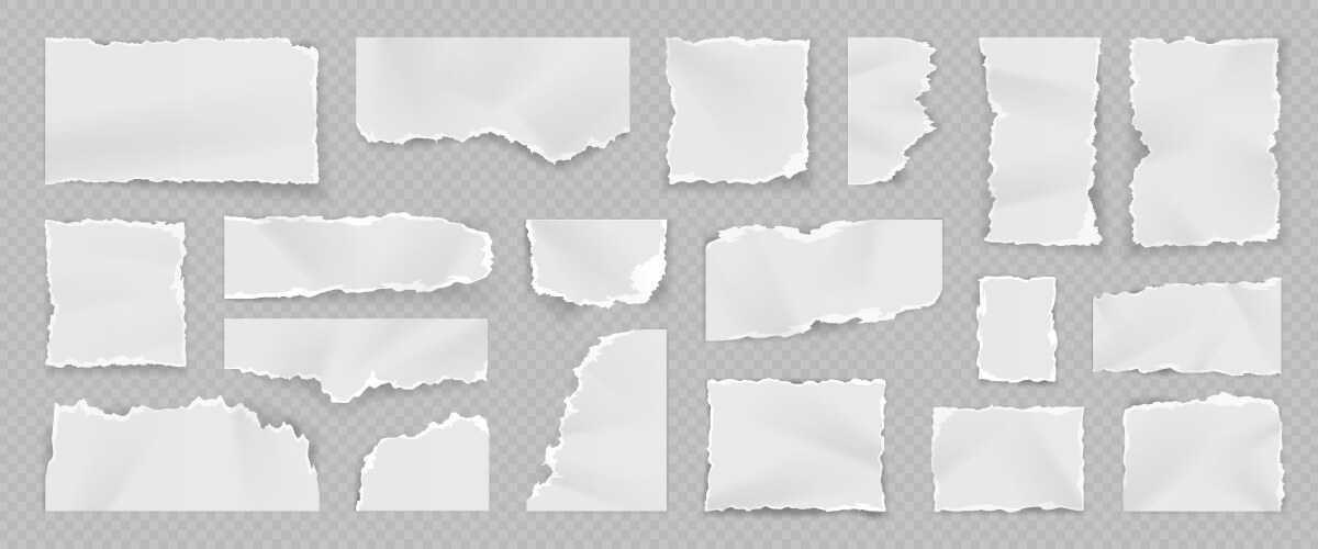 White torn paper scraps ripped blank Royalty Free Vector