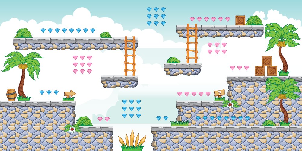 2d tileset platform game 11 Royalty Free Vector Image