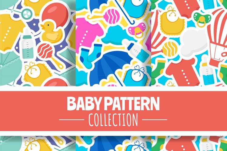 Baby seamless pattern design a set of simple Vector Image