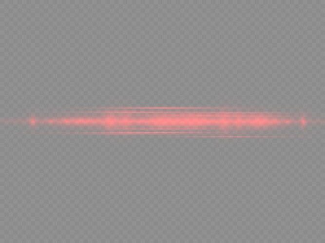 Horizontal light rays flash red line Royalty Free Vector
