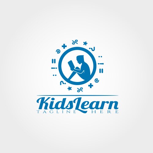 Kid learning logo templatechildren icon Royalty Free Vector